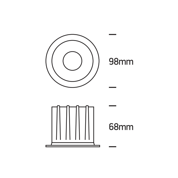 ONE Light Retro Dark Light - inbouwspot - Ø 98 mm, Ø 82 mm inbouwmaat ...