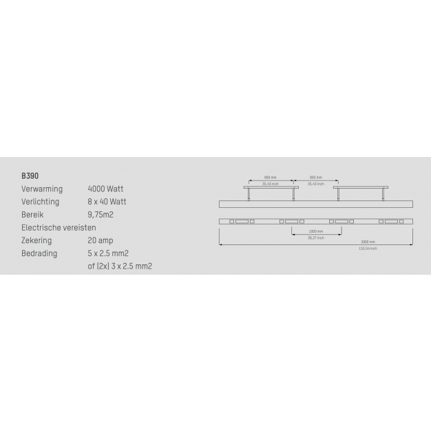 Heatsail Beem - hanglamp met afstandsbediening en verwarmingsfunctie ...