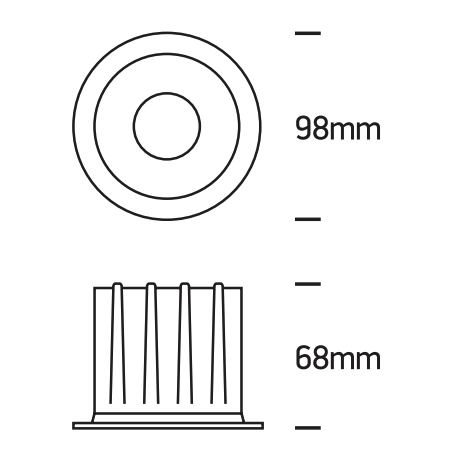 ONE Light Retro Dark Light - inbouwspot - Ø 98 mm, Ø 82 mm inbouwmaat ...