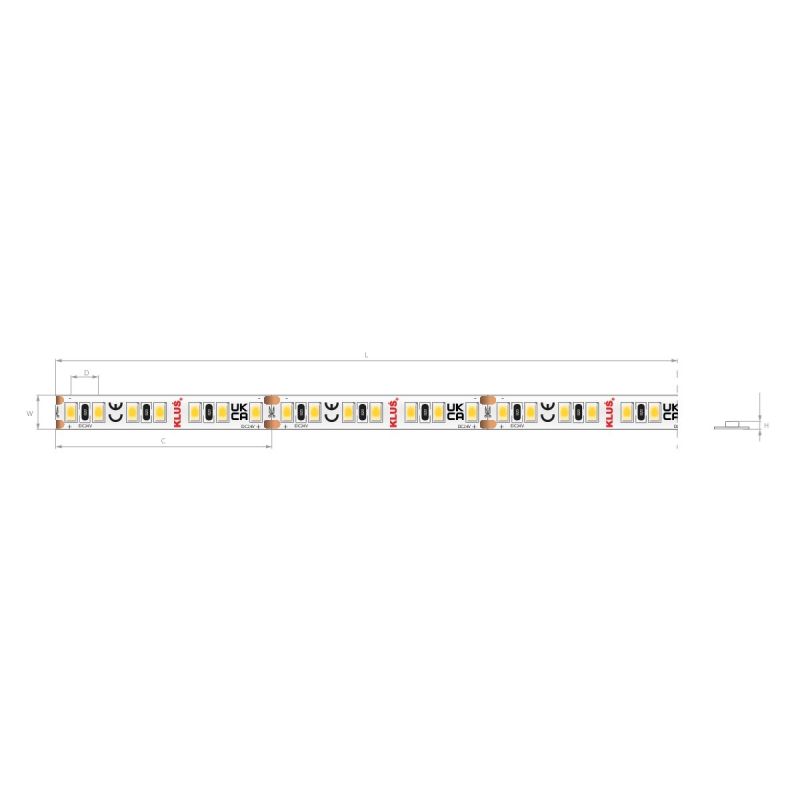 KLUS LED strip - 0,8cm breed, 500cm lengte - 24Vdc - dimbaar - 9,6W LED ...