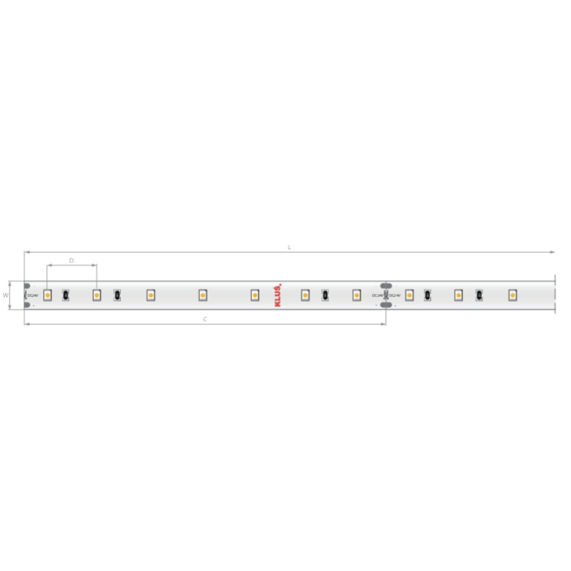 KLUS LED strip - Zijdelings licht - 0,5cm breed, 500cm lengte - 24Vdc ...